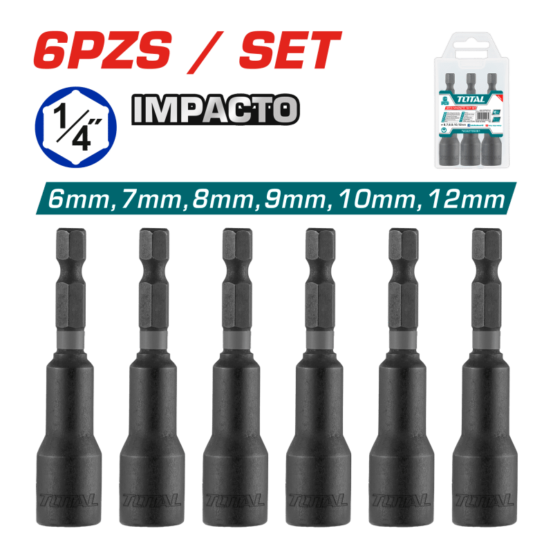Safari Group | SET SOCKETS MAGNÉTICO 1/4'' HEX 6-12MM X65MM 50BV30 6PZS